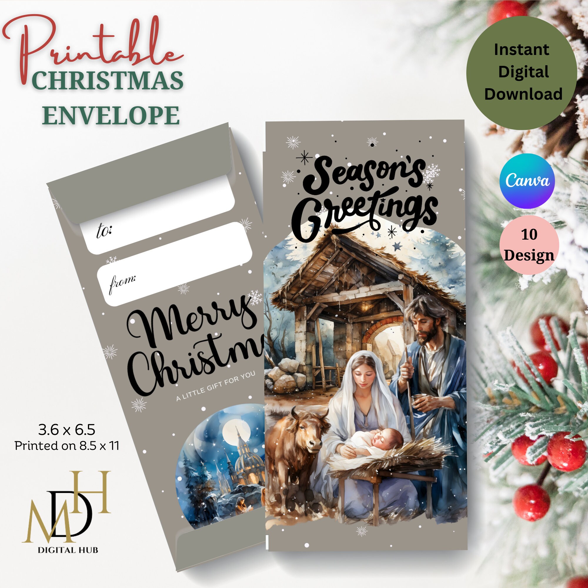 Native Scene Christmas Money Envelope, Festive Holiday Cash Holder ...