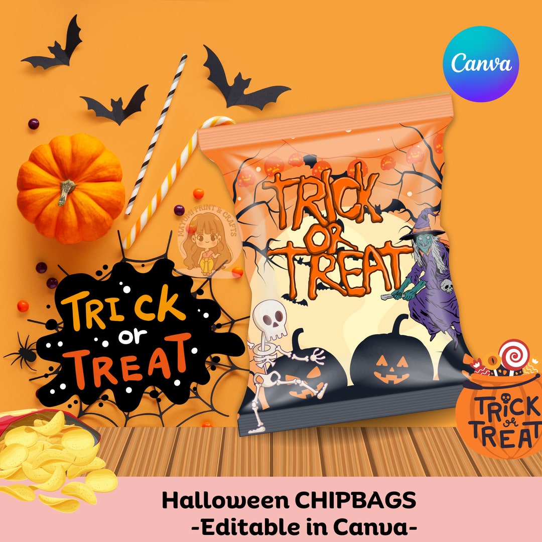 Customizable Halloween Chip Bags for Trick or Treat Party and Fun Facts ...