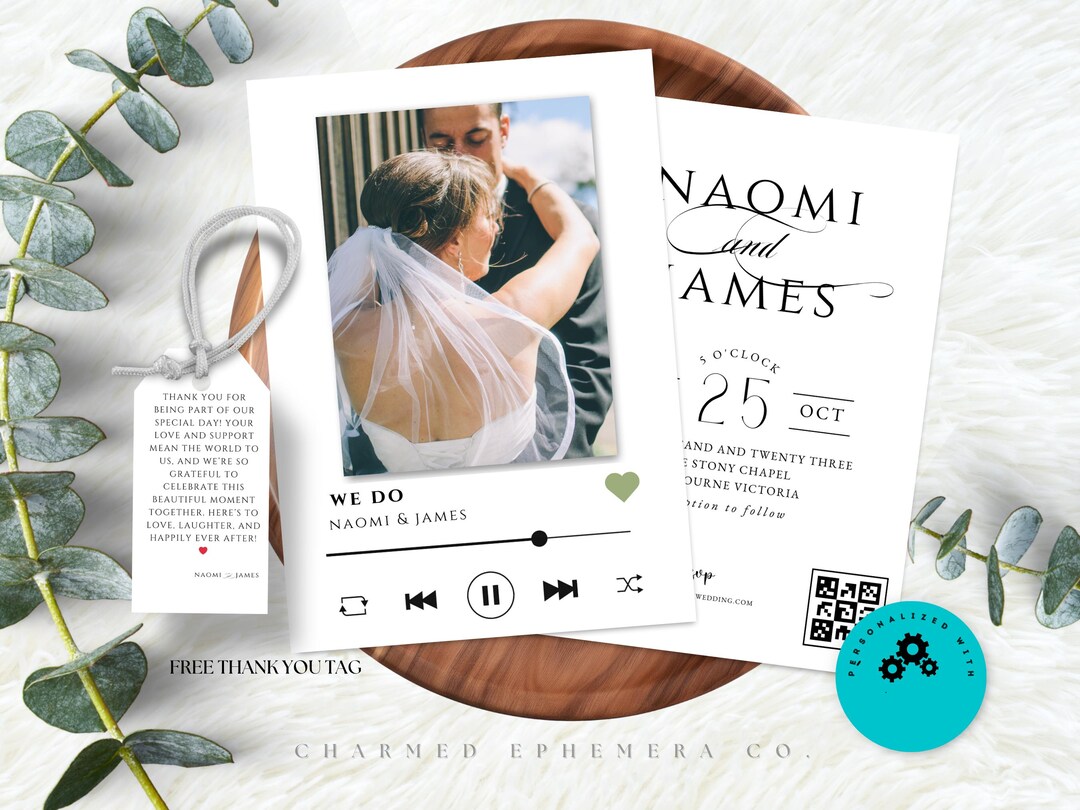 Customizable Spotify Wedding Invitation With Photo, Fun Wedding Invite ...