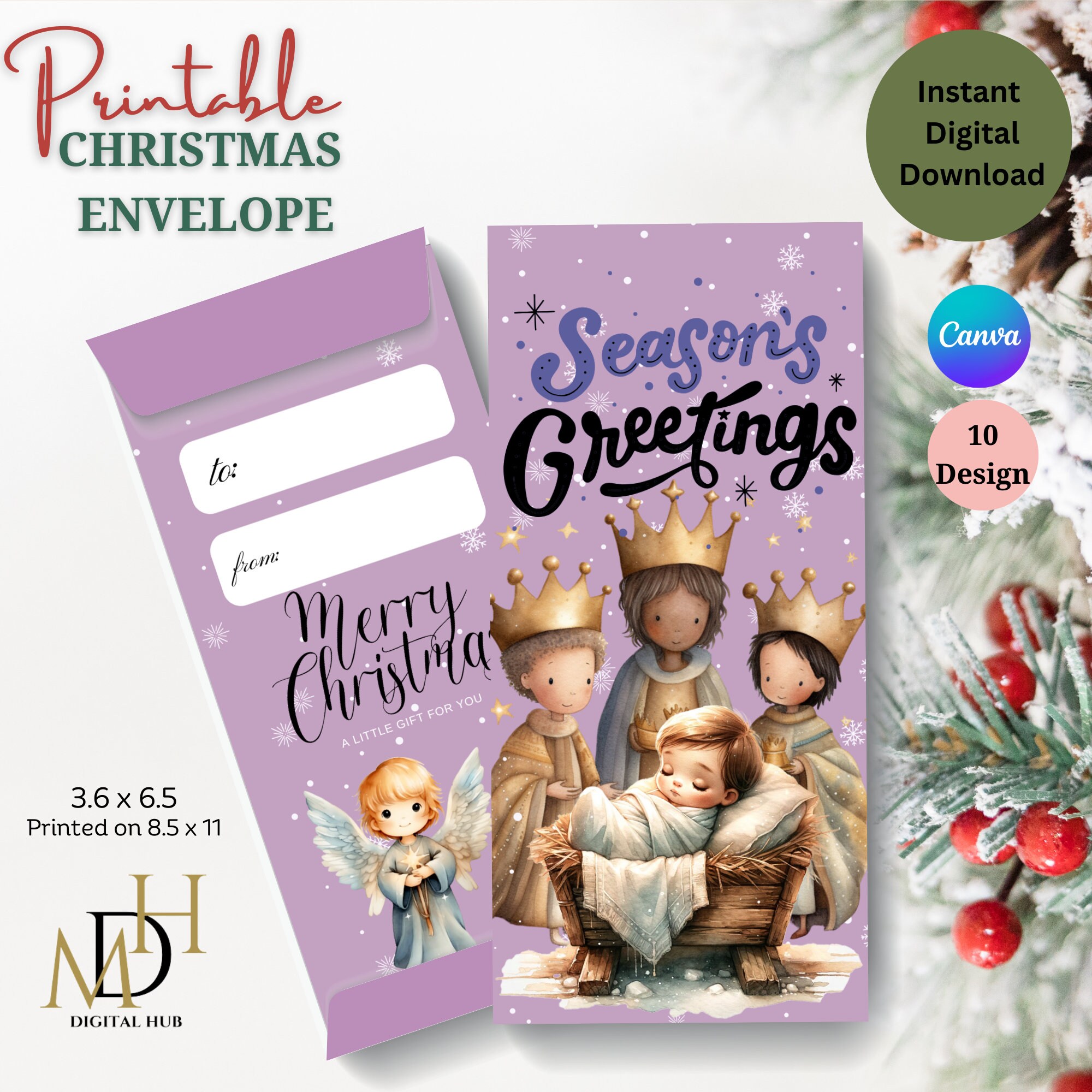 Native Scene Christmas Money Envelope, Festive Holiday Cash Holder ...