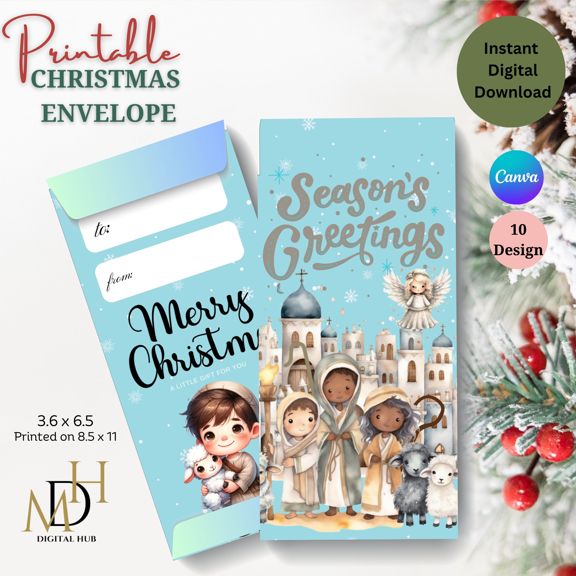 Native Scene Christmas Money Envelope, Festive Holiday Cash Holder ...