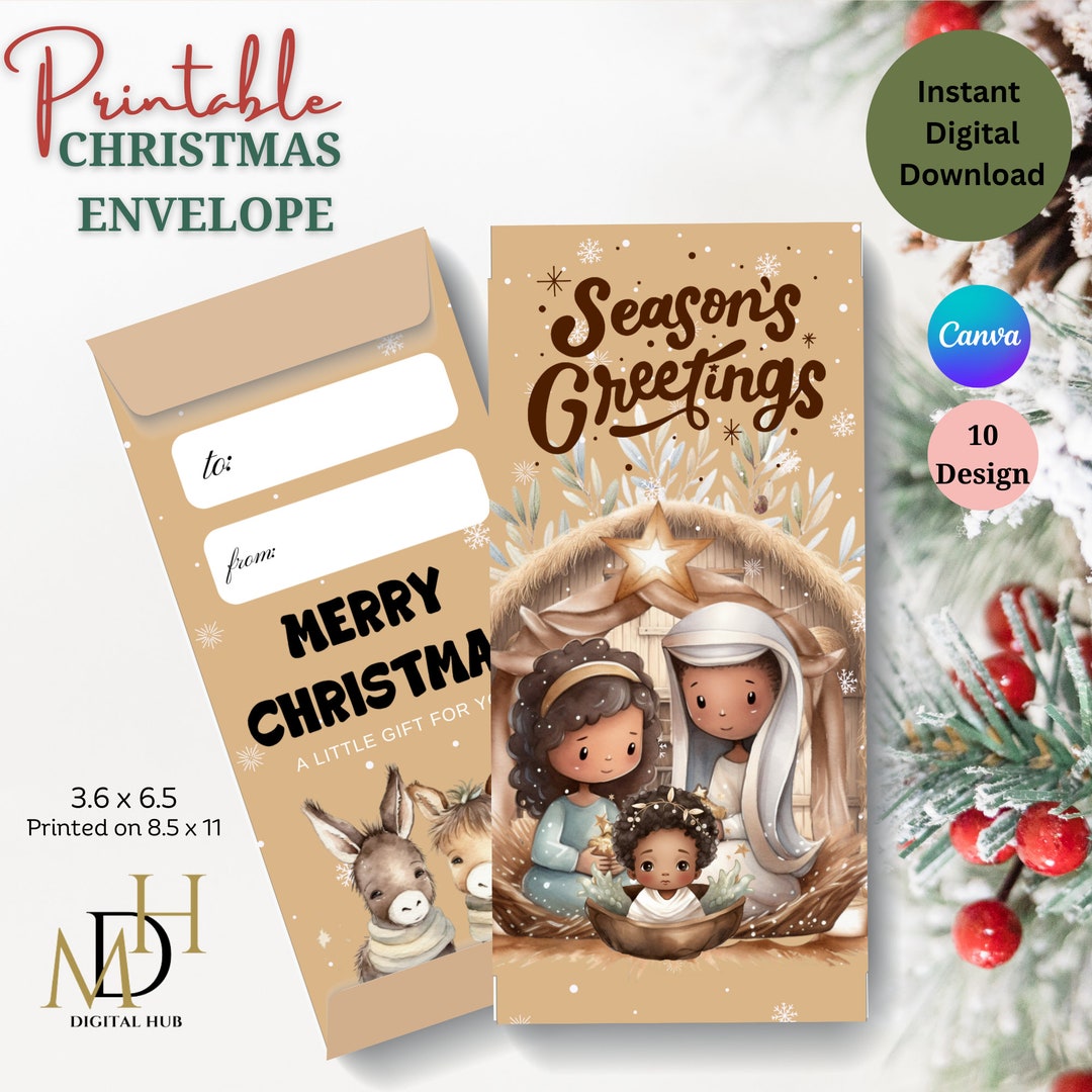 Native Scene Christmas Money Envelope, Festive Holiday Cash Holder ...