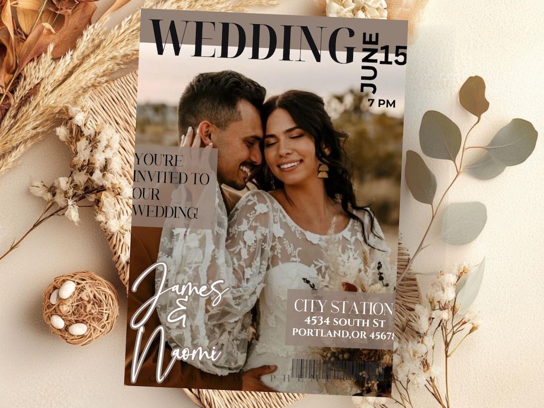 Vogue Wedding Magazine Invitation Canva Template, Wedding Template ...