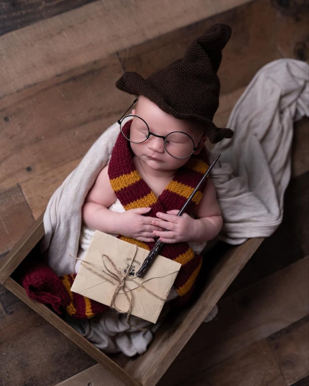 Wizard Set HP/ Glasses, Letter, Magic Wand, Scarf and Hat. Newborn ...
