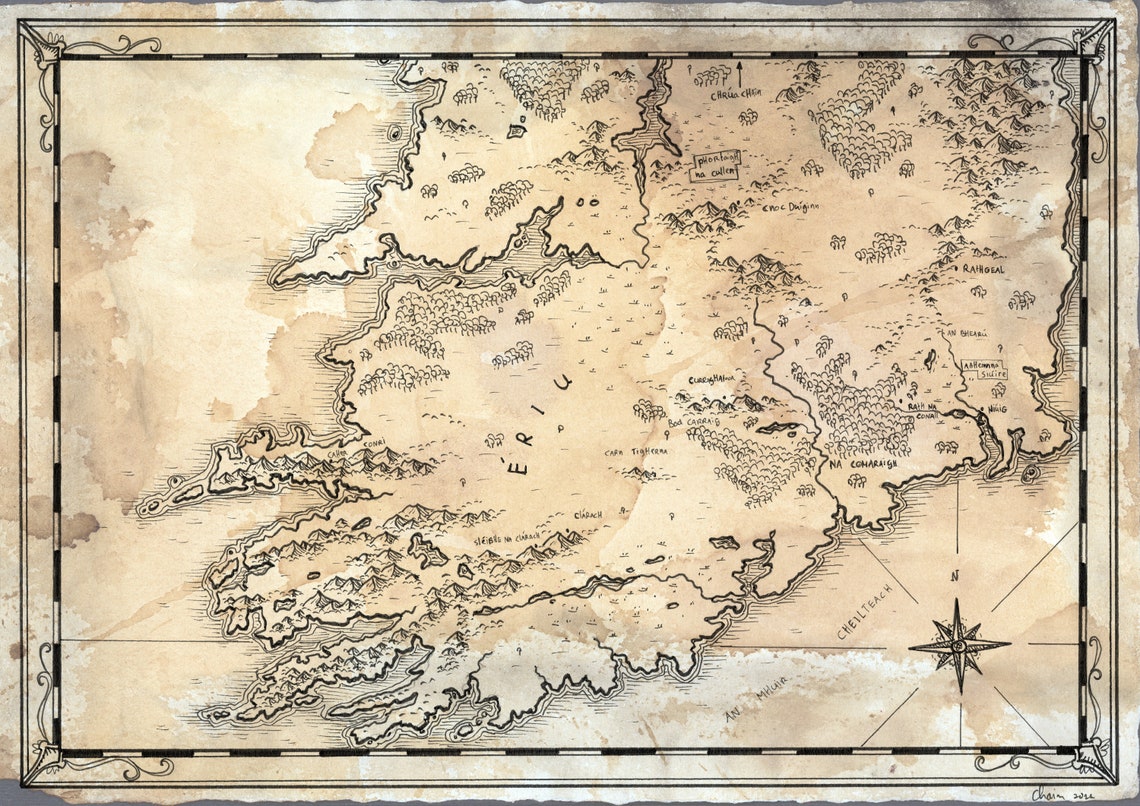 Custom Illustrated Fantasy Book Map Fantasy Village City Map Custom ...