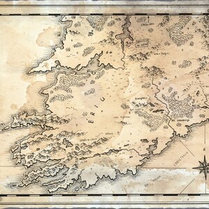 Custom Illustrated Fantasy Book Map Fantasy Village City Map Custom ...