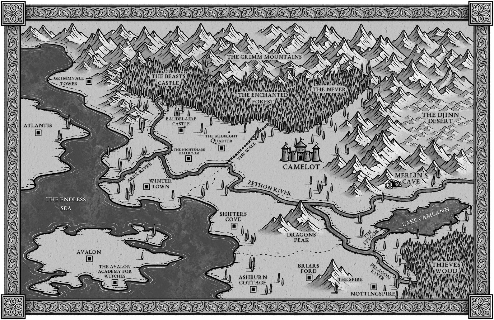 Custom Illustrated Fantasy Book Map Fantasy Village City Map Custom ...