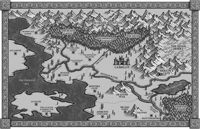 Custom Illustrated Fantasy Book Map Fantasy Village City Map Custom ...