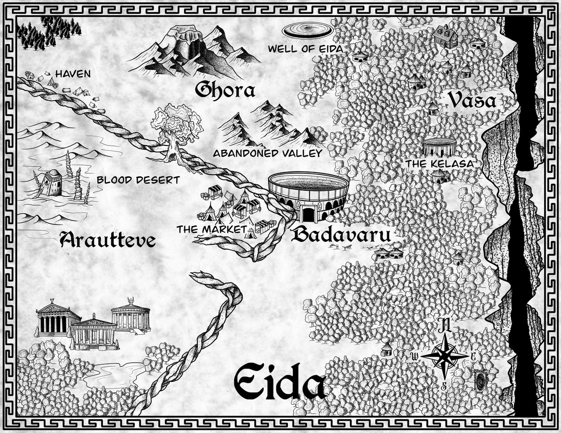 Custom Illustrated Fantasy Book Map Fantasy Village City Map Custom ...