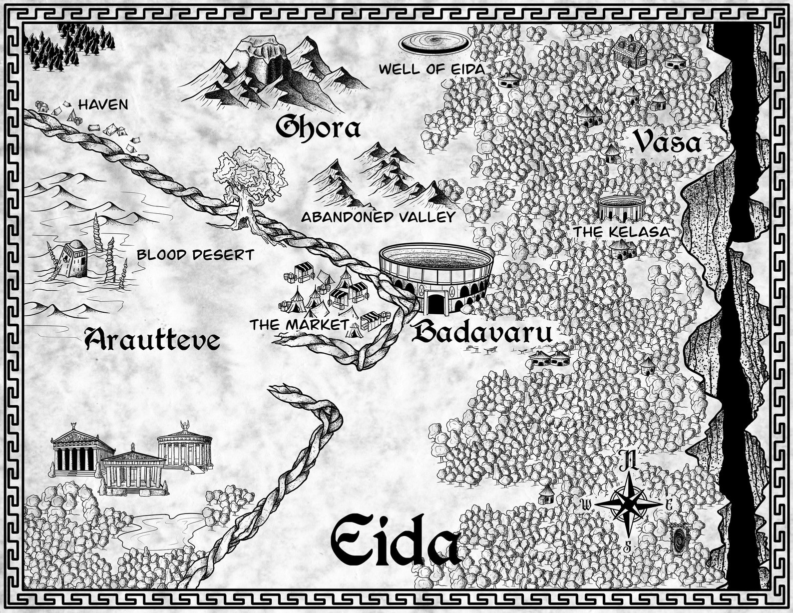 Custom Illustrated Fantasy Book Map Fantasy Village City Map Custom ...