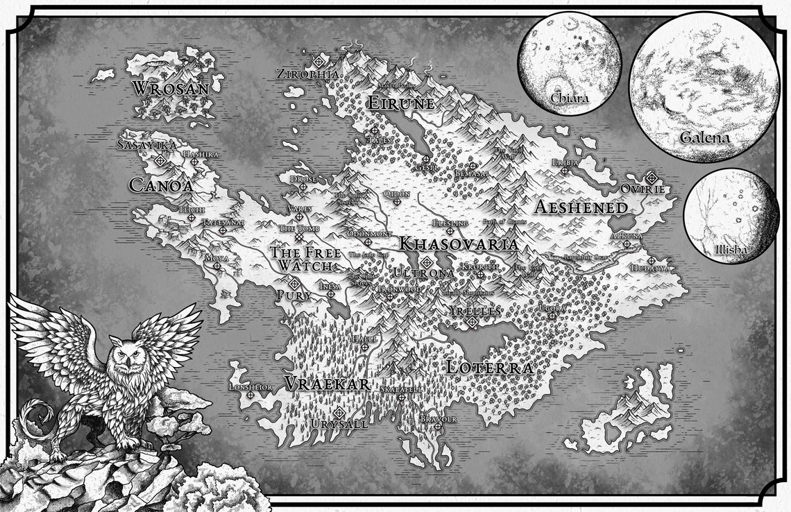 Custom Illustrated Fantasy Book Map Fantasy Village City Map Custom ...