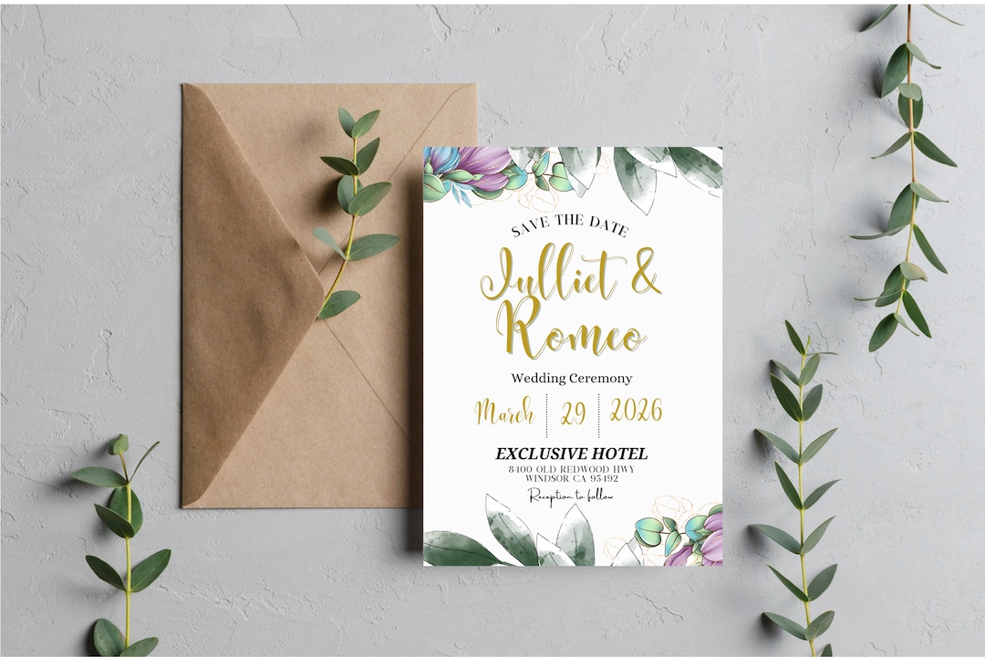 Customizable Wedding Invitation Program Template Save the - Etsy