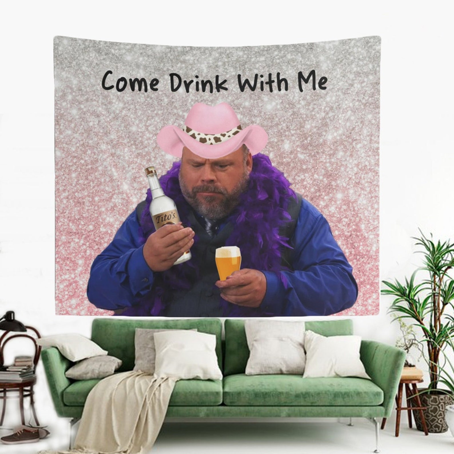 Funny Bertram Come Drink With Me Wall Tapestry, Hostel Dorm Decor ...