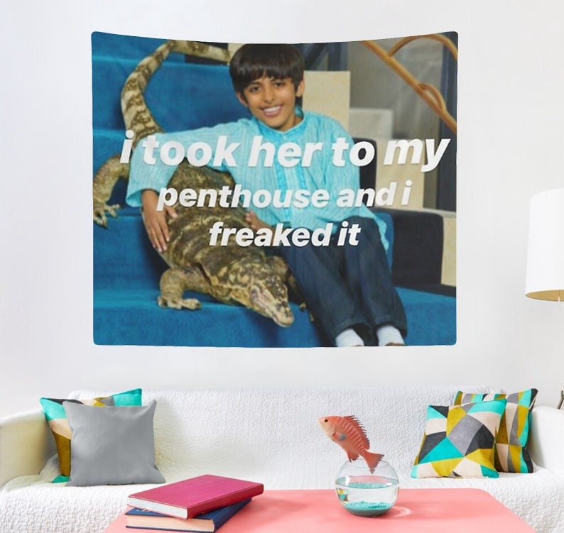 I Took Her to My Penthouse Tapestry, Meme Wall Tapestries, Hostel Dorm ...