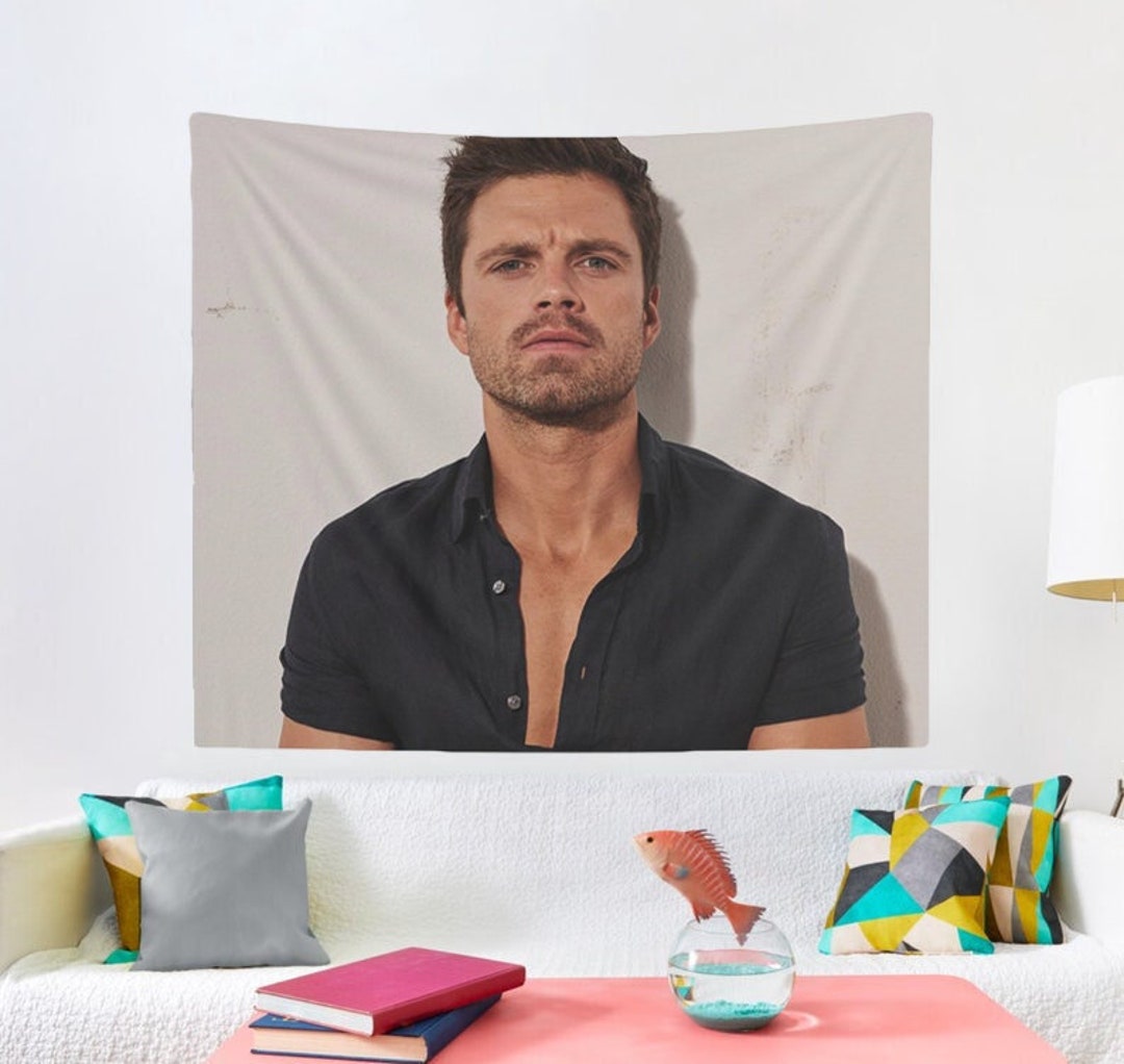 Sebastian Stan Wall Tapestry, Hostel Dorm Decor, Funny Sebastian Stan ...