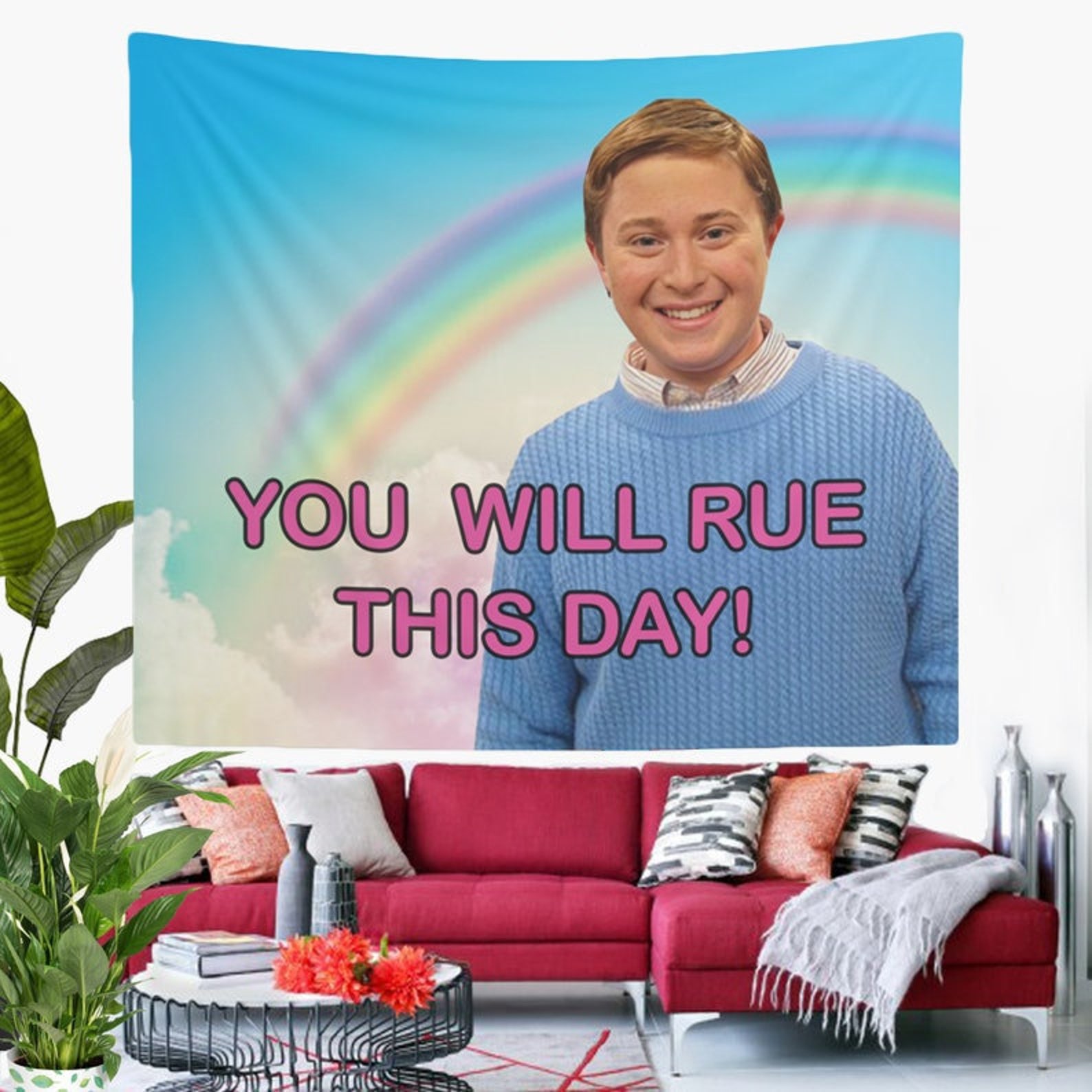 Nevel Papperman Rue This Day Meme Tapestry, Hostel Dorm Decor, Nevel ...