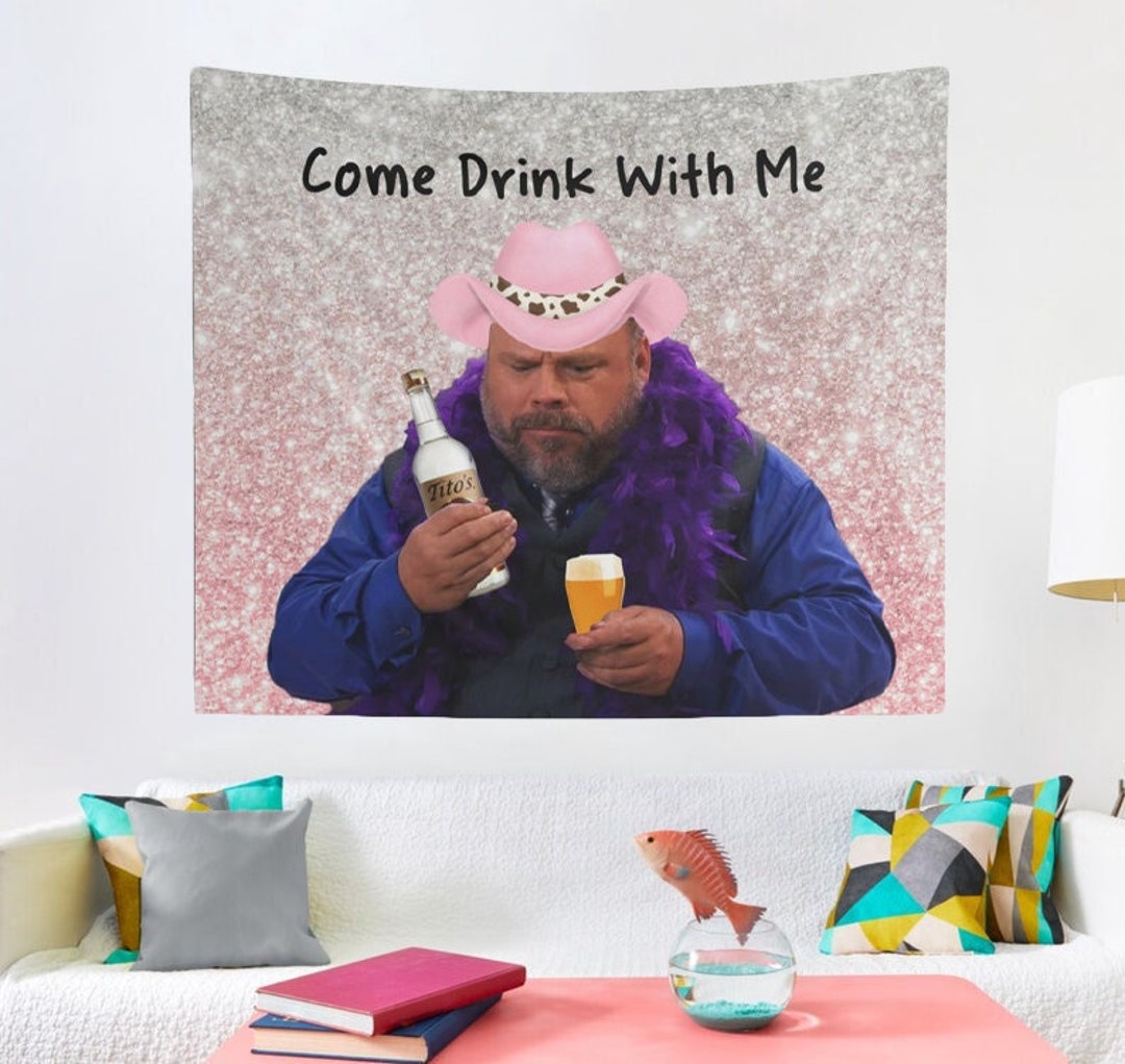 Funny Bertram Come Drink With Me Wall Tapestry, Hostel Dorm Decor ...