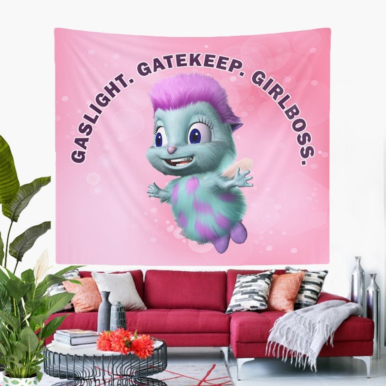 Bibble Gaslight Gatekeep Girlboss Tapestry, Hostel Dorm Decor, Funny ...