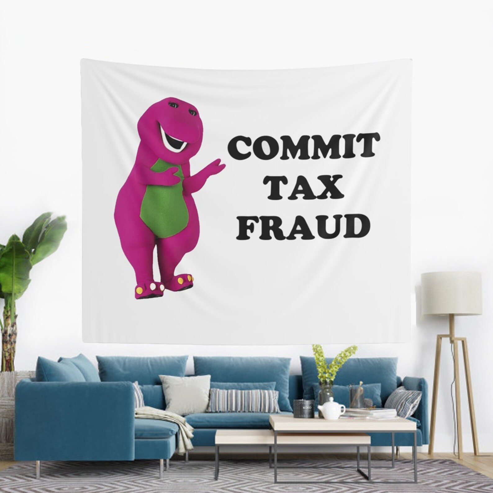 Funny Dinosaur Commit Tax Fraud Wall Tapestry, Hostel Dorm Decor, Wall ...