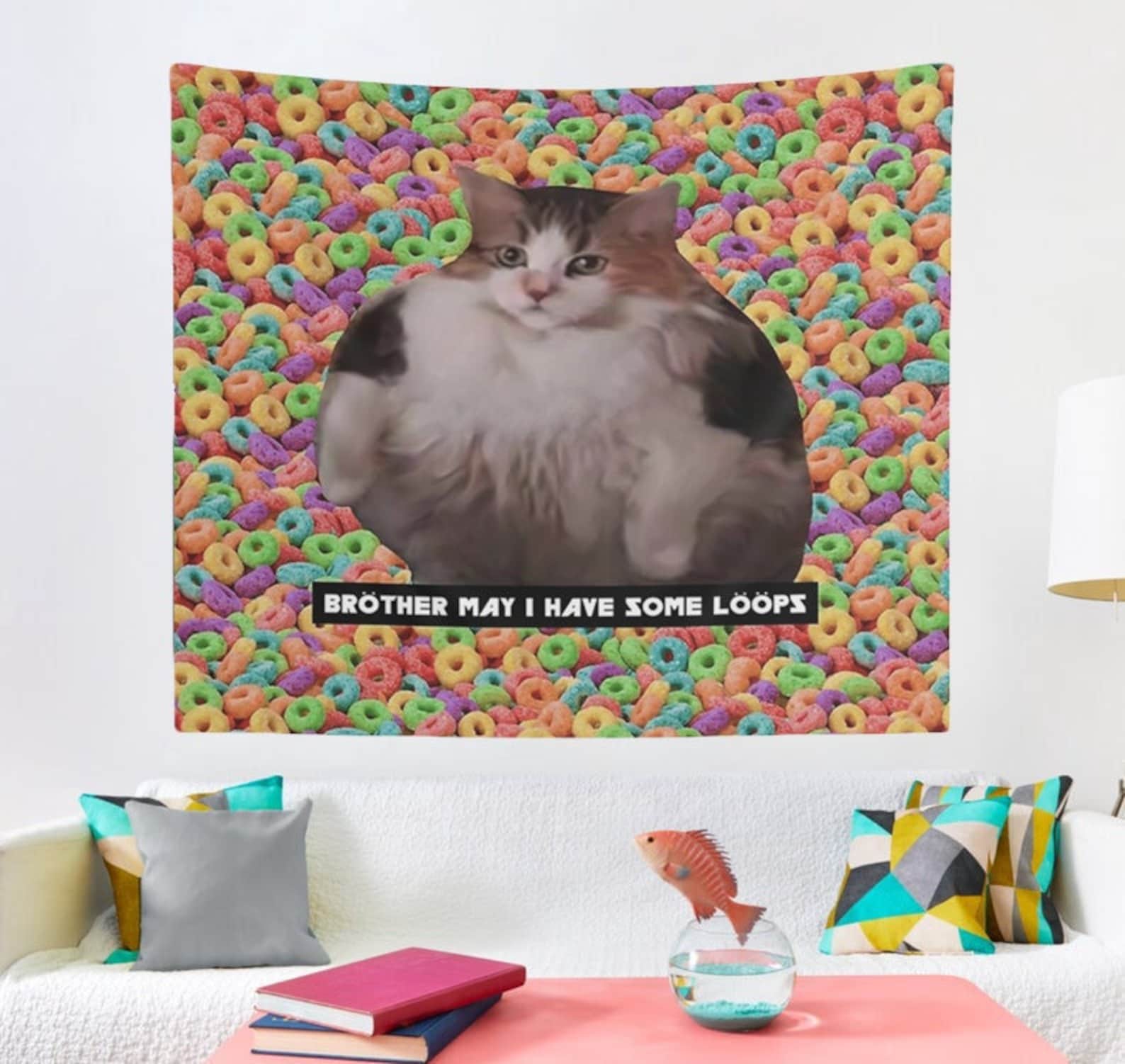 Brother May I Have Some Loops - Cat Meme Tapestry, College Room ...