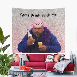 Funny Bertram Come Drink With Me Wall Tapestry, Hostel Dorm Decor ...