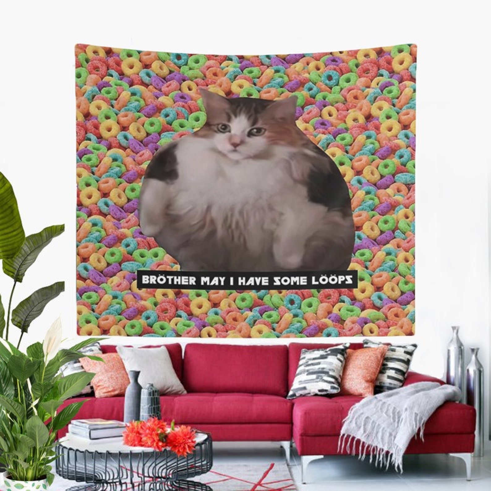 Brother May I Have Some Loops - Cat Meme Tapestry, College Room ...