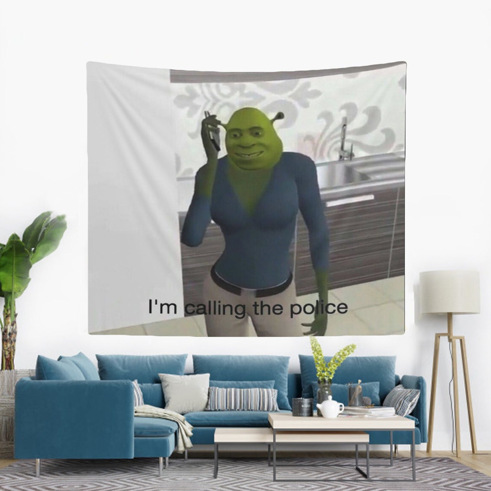 I'm Calling the Police Shrek Meme Tapestry, Hostel Dorm Decor, Funny ...