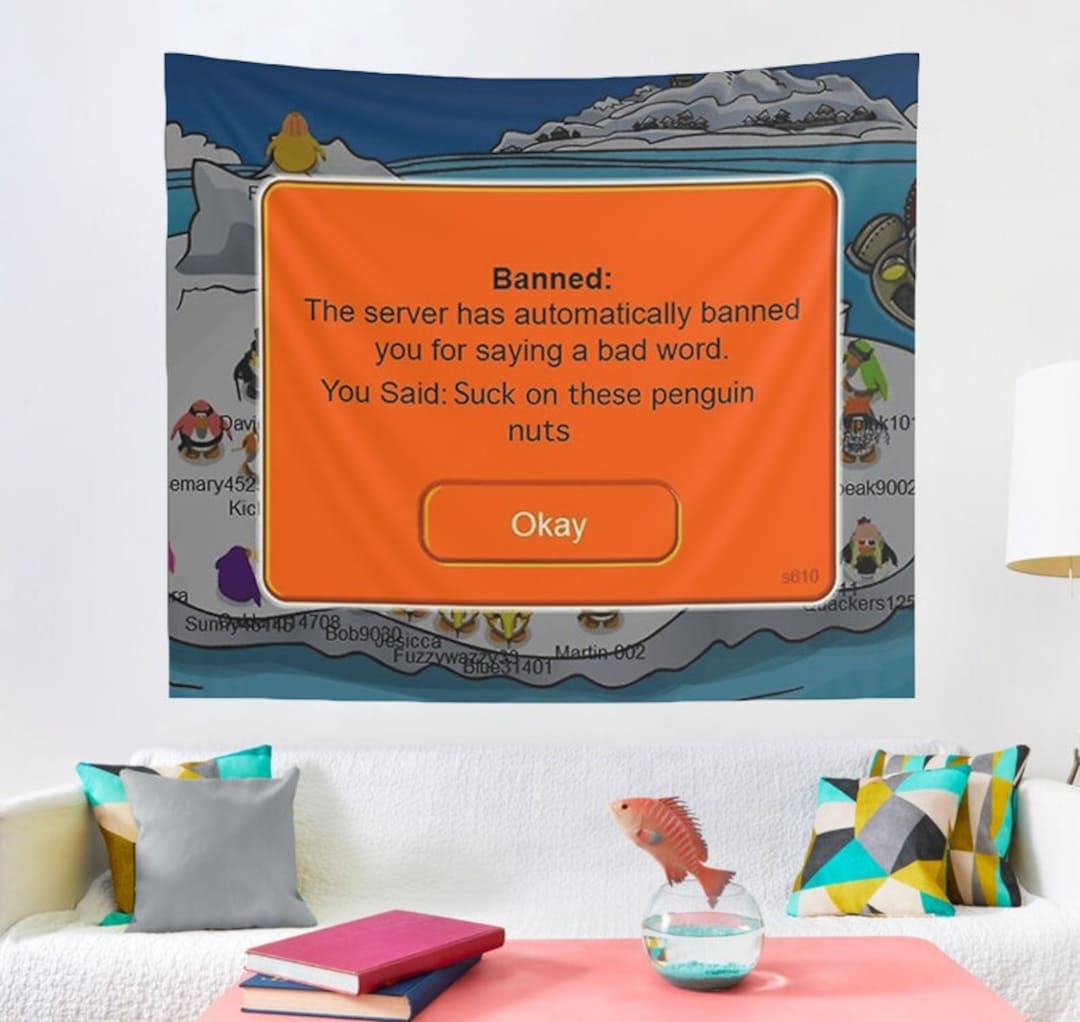 Club Penguin Memes Wall Tapestry, Club Penguin Meme College Room Decor ...