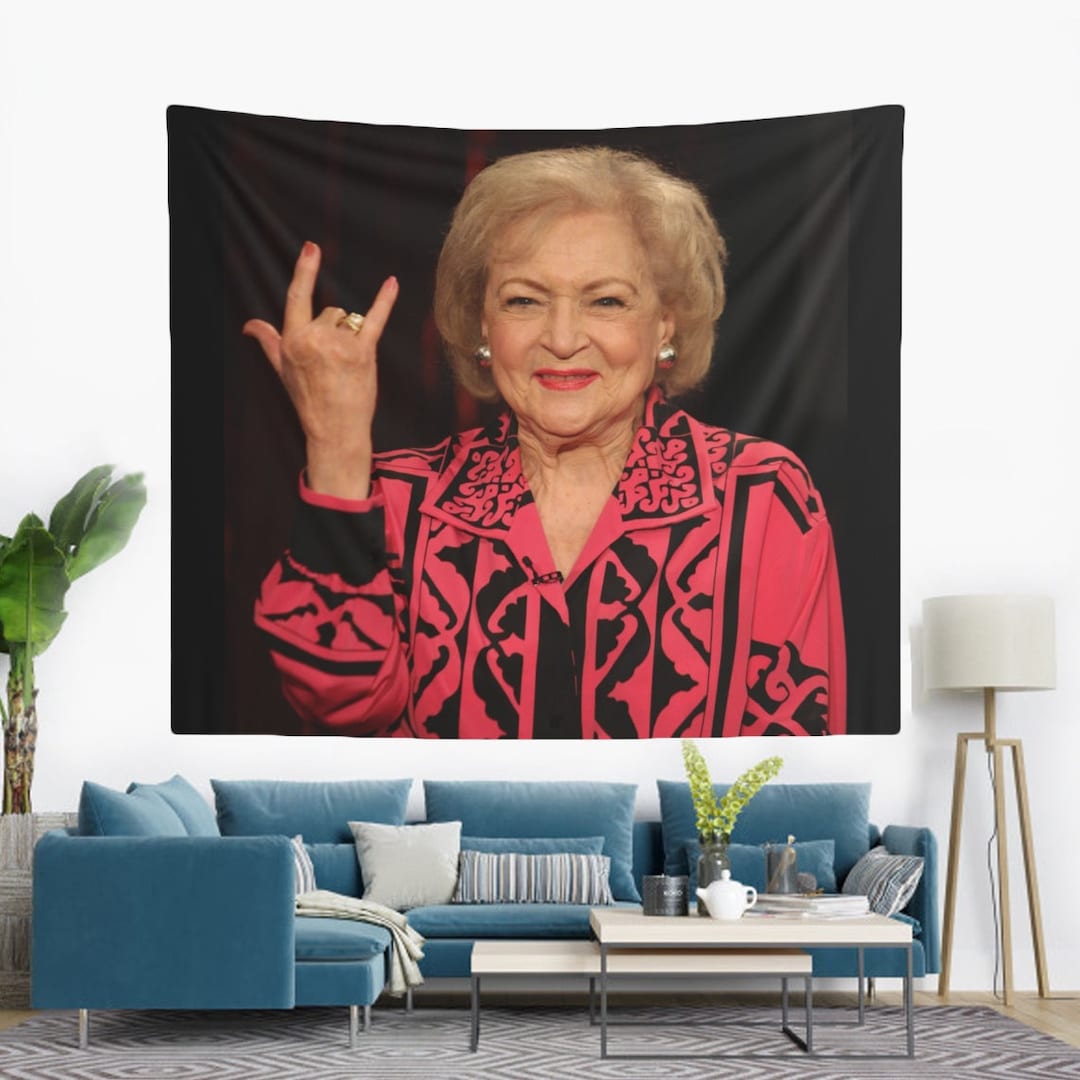 Betty White Middle Finger Wall Tapestry, College Room & Hostel Dorm ...