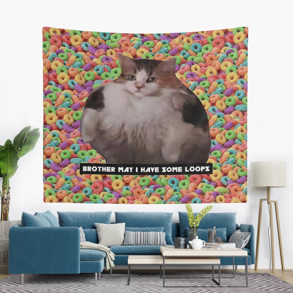Brother May I Have Some Loops Cat Meme Tapestry, College Room & Hostel ...