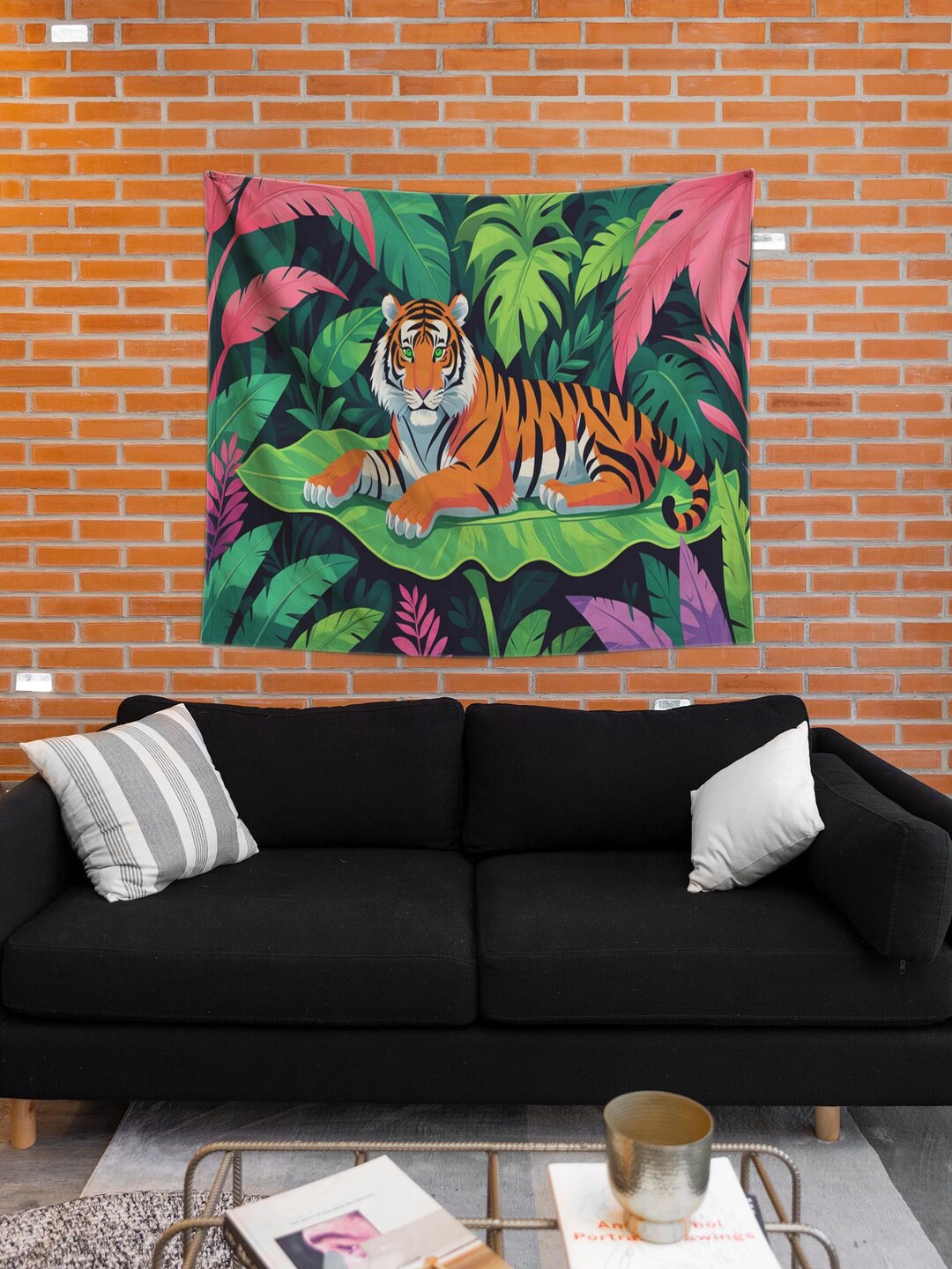 Jungle Tiger Wall Tapestry – Wild Big Cat Wall Hanging for Bedroom Dorm ...