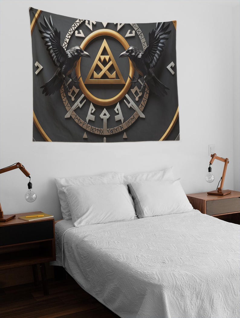 Viking Raven Wall Tapestry – Norse Mythology Wall Hanging Gift for ...