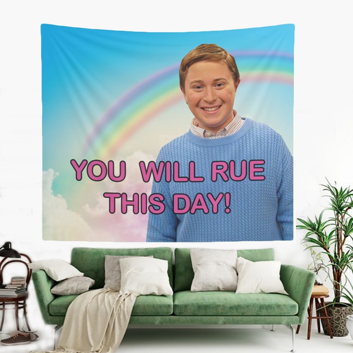 Nevel Papperman Rue This Day Meme Tapestry, Hostel Dorm Decor, Nevel ...