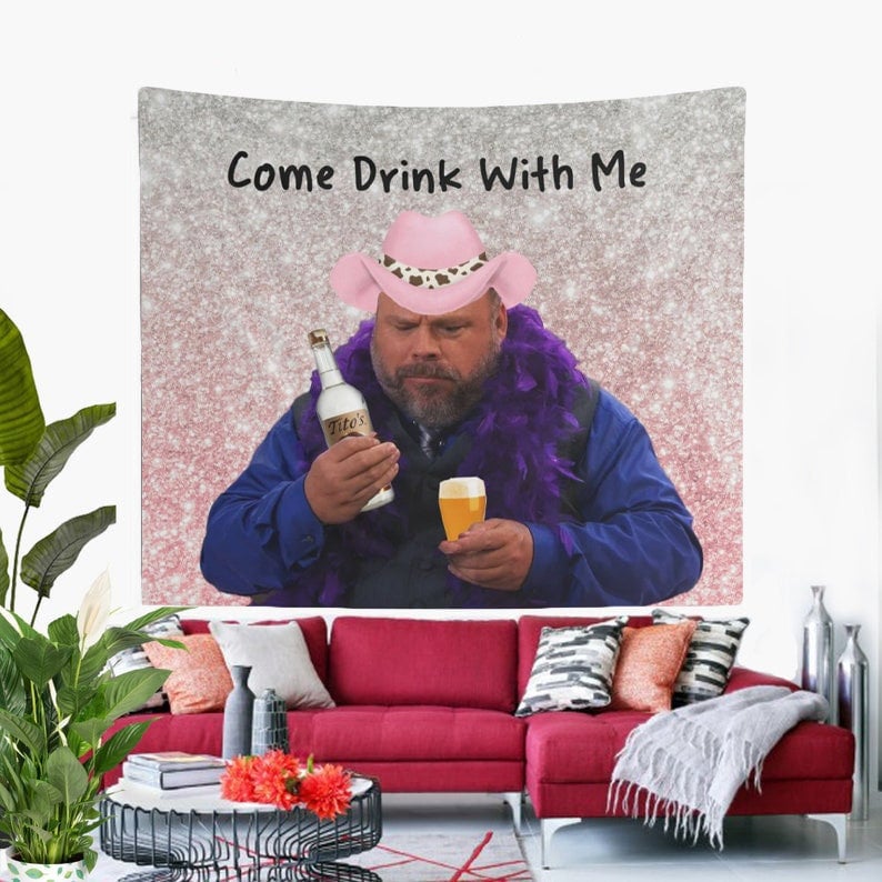Funny Bertram Come Drink With Me Wall Tapestry, Hostel Dorm Decor ...