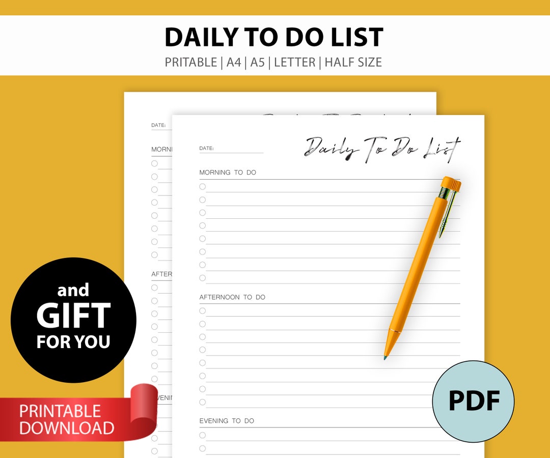 Daily to Do List Printable, Daily Task List Template PDF, Daily ...