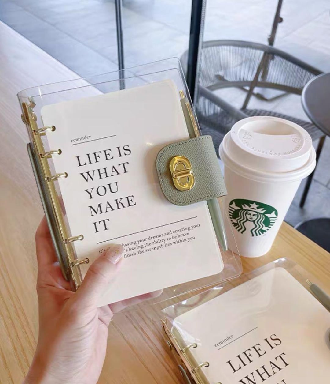 C6 Binder Notebook With Transparent PVC Cover and Stylish Metal Button ...