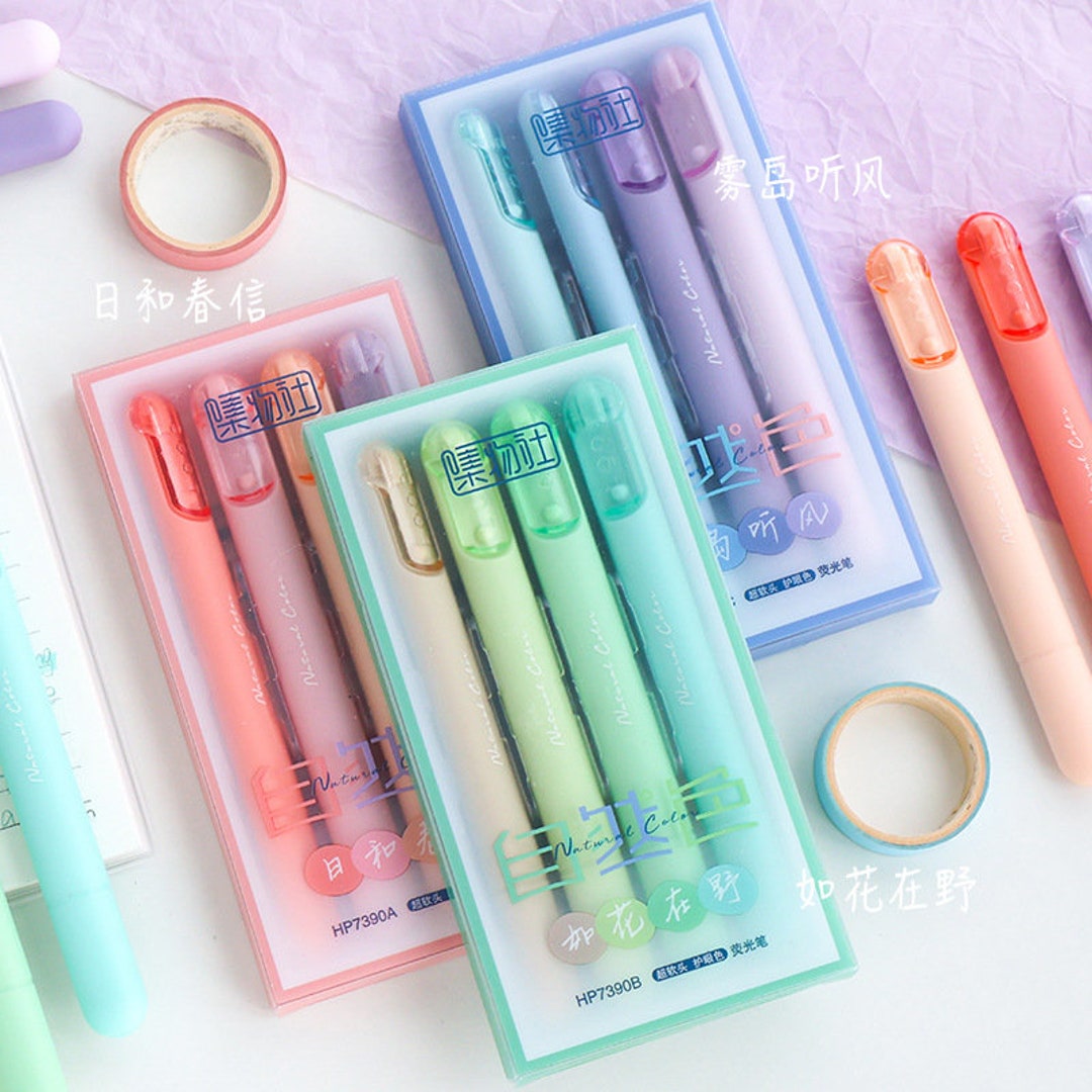 Highlighter Pen Set, 4 Pack Natural Color, Graffiti, Handbook, Drawing ...