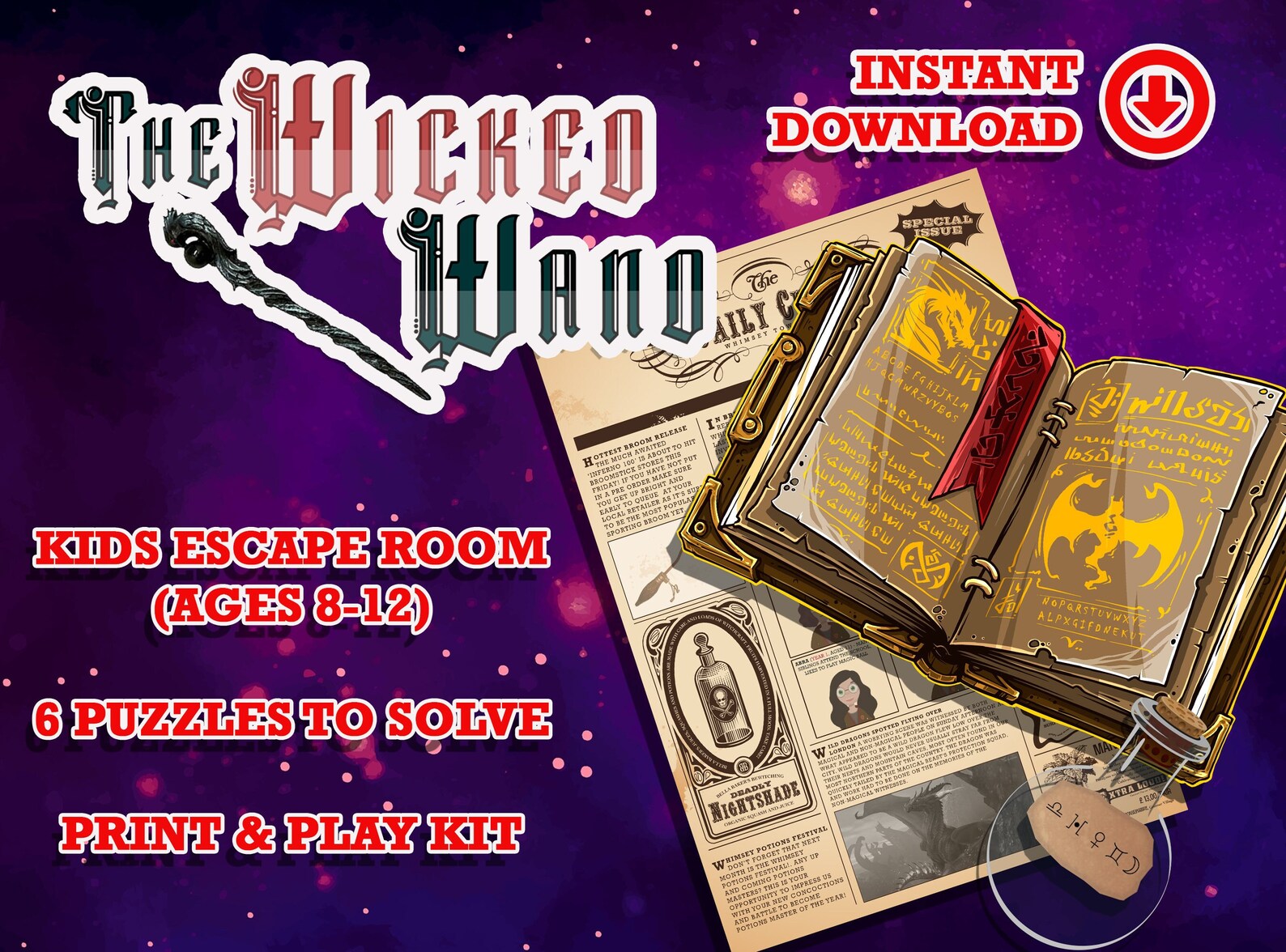 Wizard Escape Room for Kids | Printable Escape Room | Printable School ...