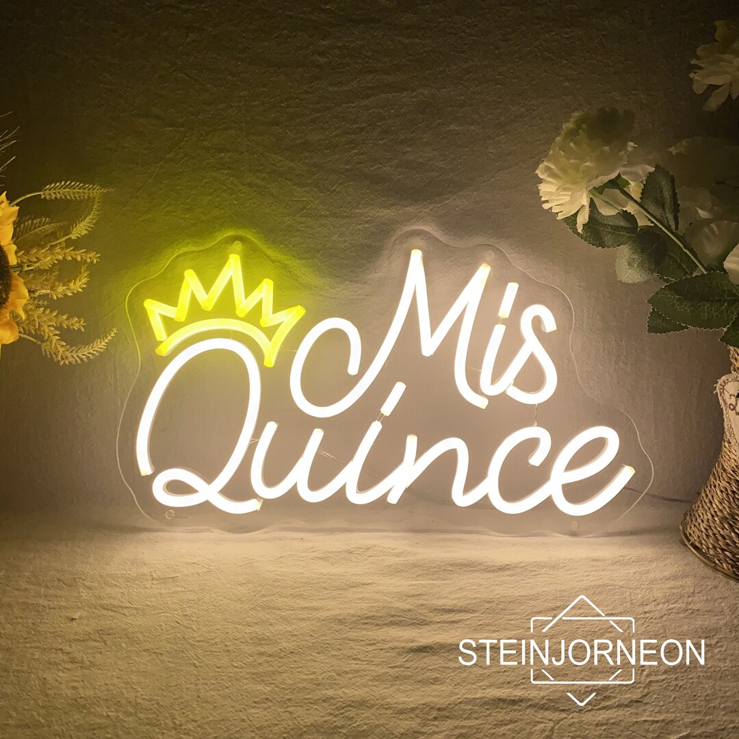 Mis Quince Crown Neon Sign, Custom 15th Birthday LED Neon Light Sweet ...
