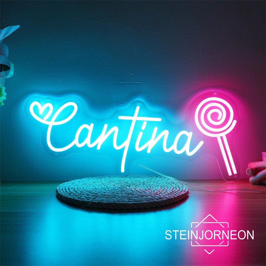Custom Name Lollipop Neon Sign, LED Neon Light Nursery Light Girl ...