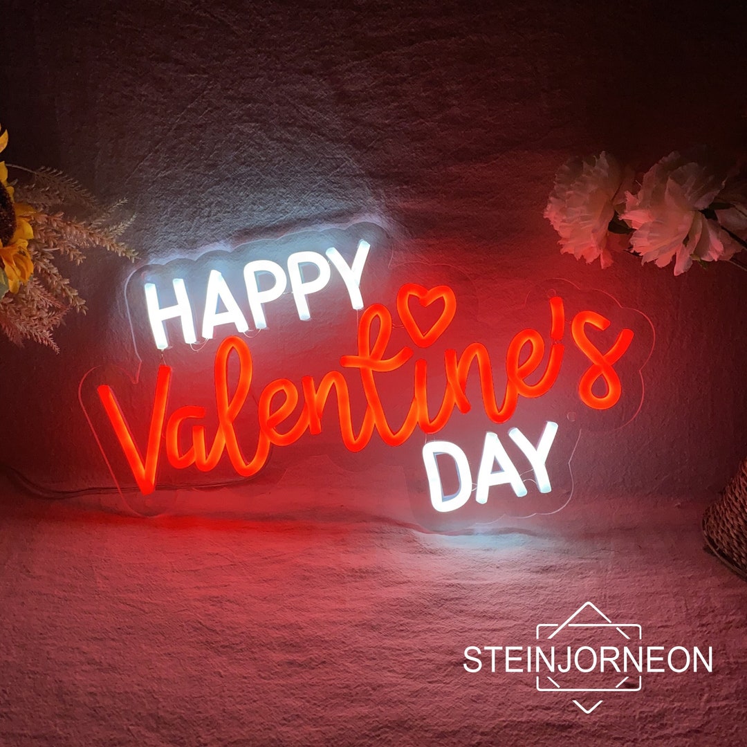 Happy Valentine's Day LED Neon Sign, Custom Valentine's Party Quote ...