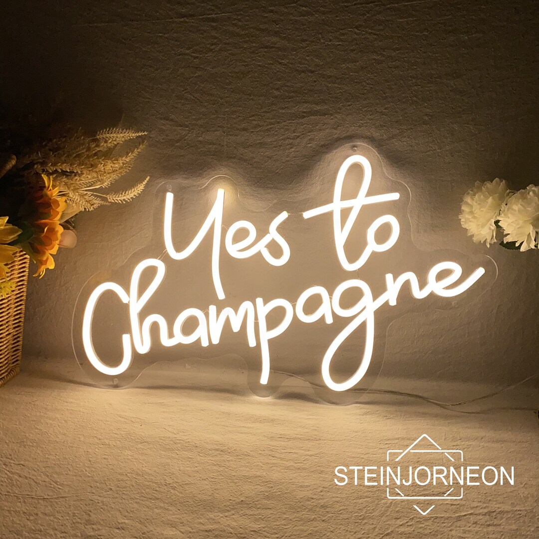 Yes to Champagne Neon Sign, Custom Home Bar LED Neon Light Lounge Club ...