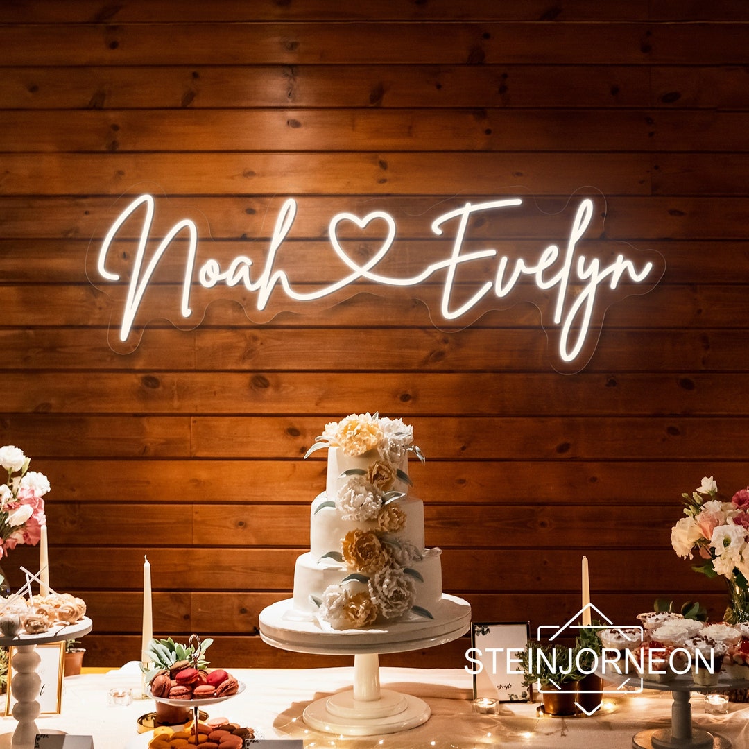 Custom Wedding LED Neon Sign, Couple Names With Heart Neon Light Night ...