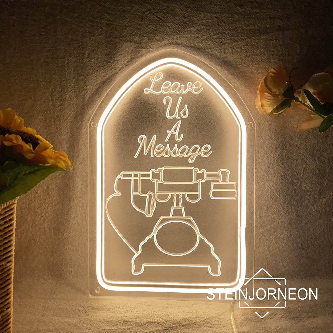 USB 3D Engraved Leave Us A Message Neon Sign Custom Wedding Retro Audio ...