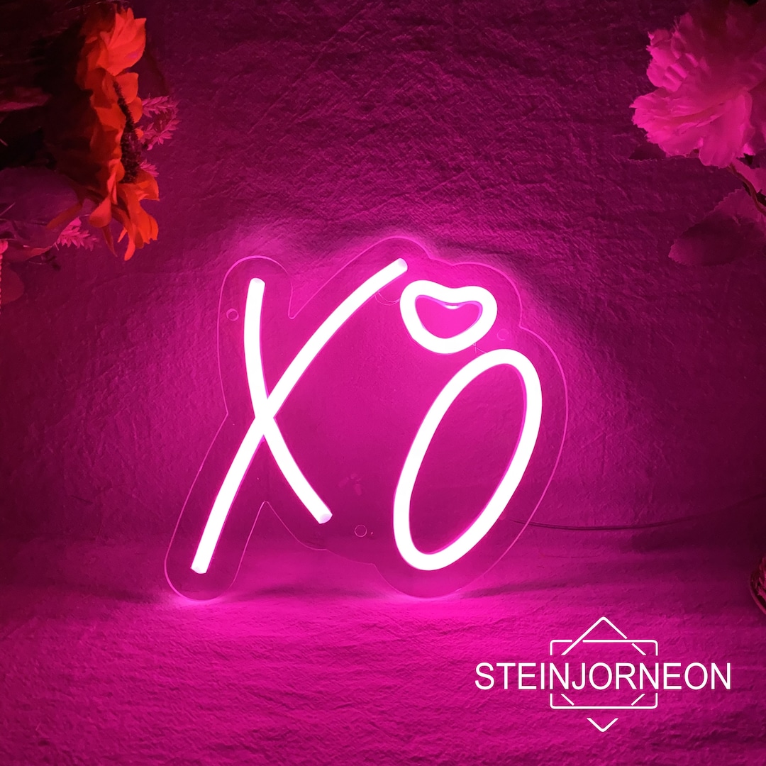XO Heart Neon Sign, Custom Quote XOXO LED Neon Light Bedroom Dorm Home ...
