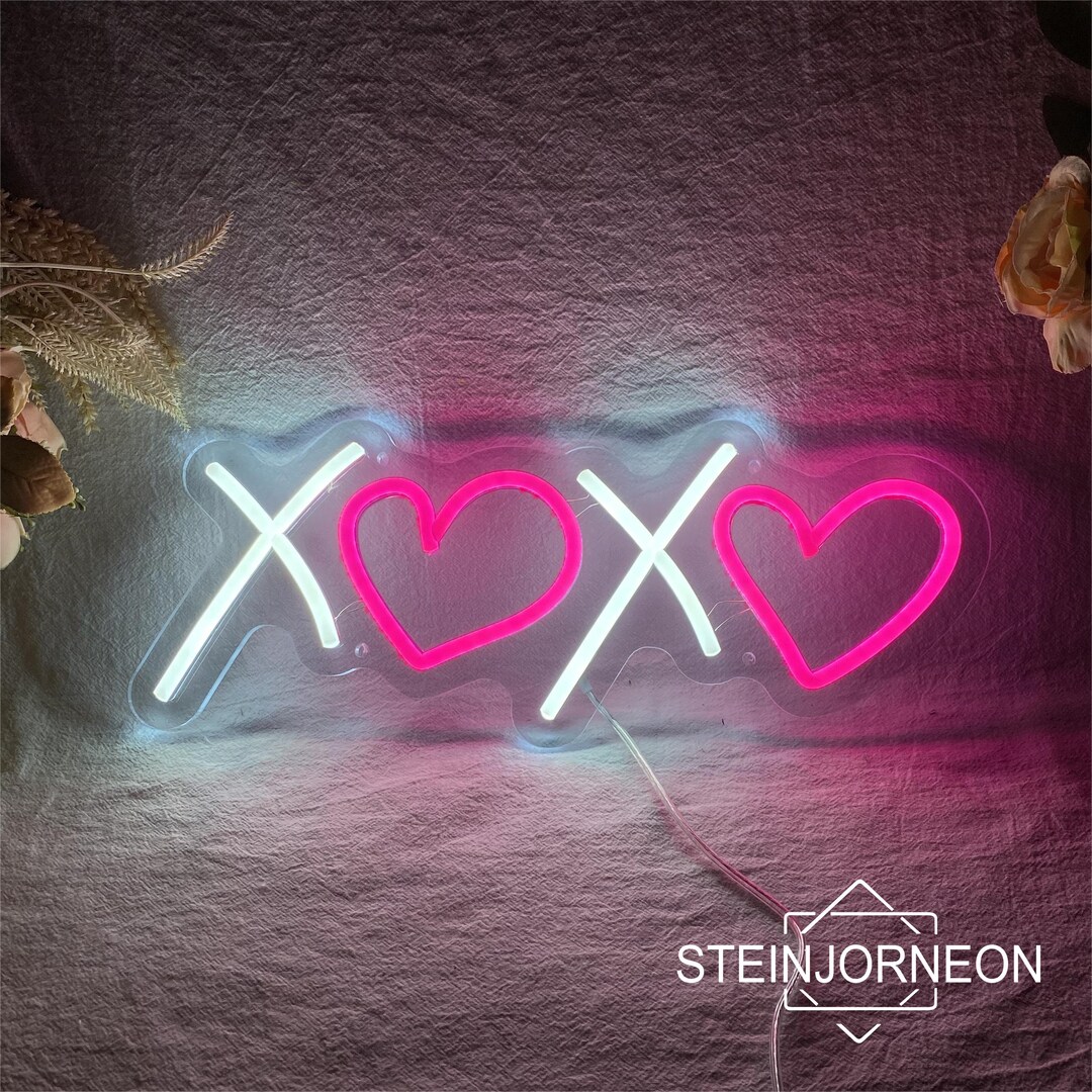 XOXO Neon Sign, Custom Quote LED Neon Light Bedroom Dorm Home Wall Art ...
