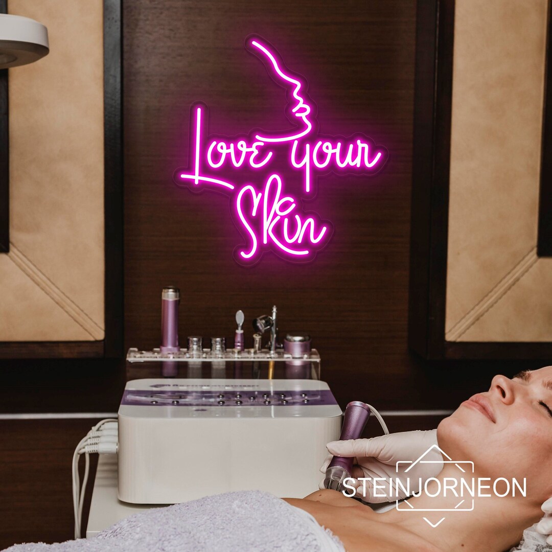 Love Your Skin Woman Face Custom Beauty Salon LED Neon Sign Night Light ...