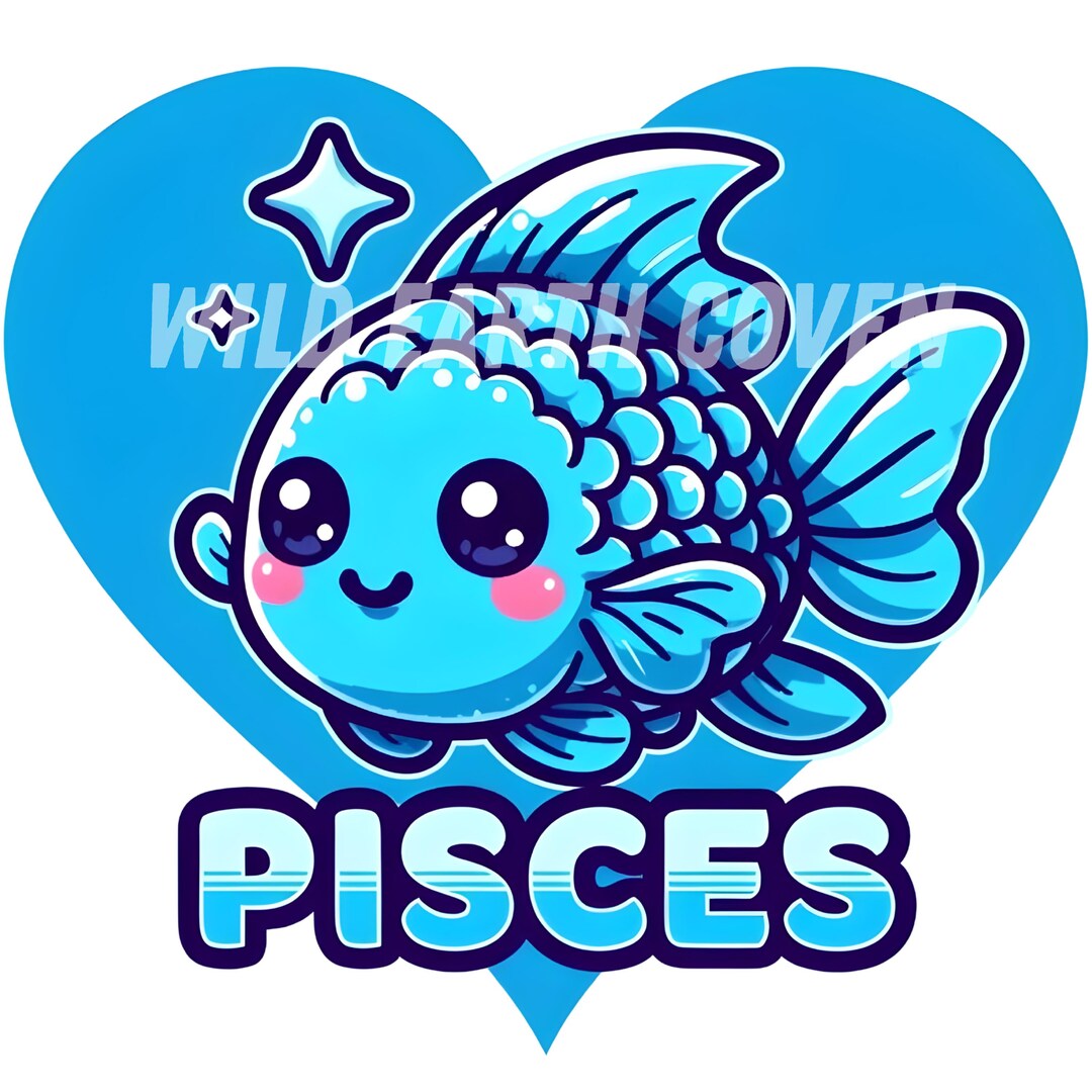 Cute Kawaii Pisces Zodiac Fish Clip Art Digital Download PNG - Etsy