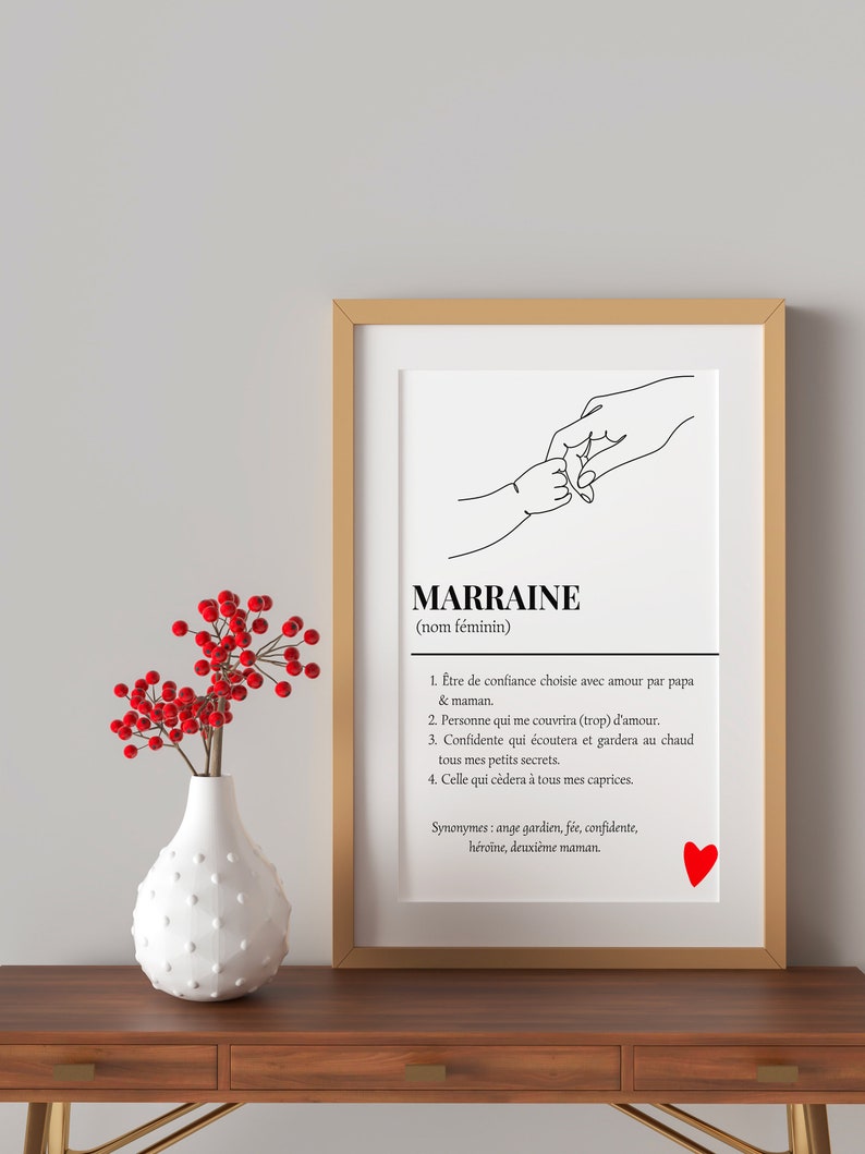 Affiche définition marraine personnalisable - Etsy France