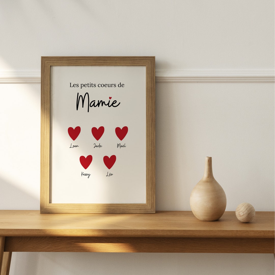 Affiche personnalisée "les petits coeurs de mamie", cadeau mamie, fête ...